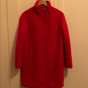J. Crew | Jackets & Coats | Jcrew Stadium Cloth Cocoon Coat Bright Red ...